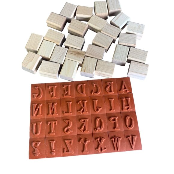 Other | Wooden Alphabet And Number Rubber Stamps Set Diy Craft Blocks ...